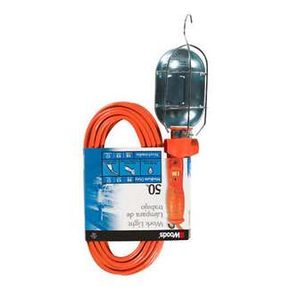 75W Trouble Work Light with 50ft Orange 16/3 SJTW Cord, Outlet & Metal ...