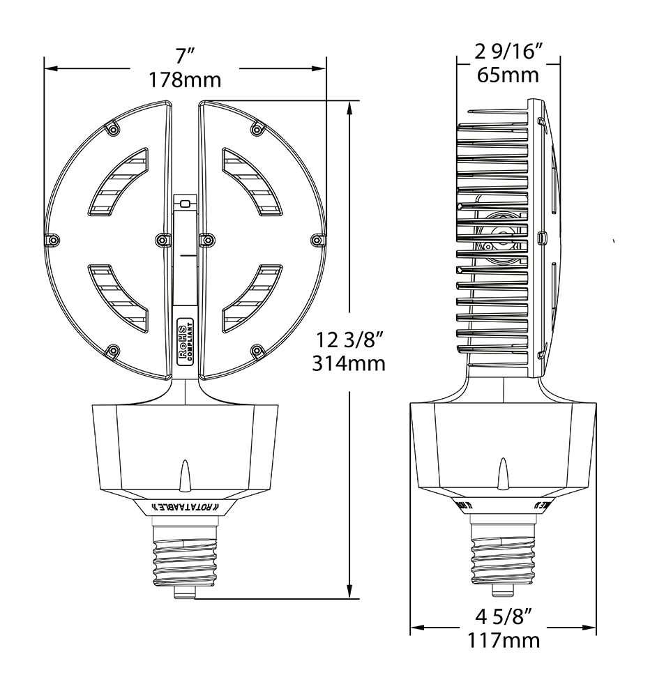 RAB 100-Watt 4000K High Lumen Rotating LED with Extended Mogul Base