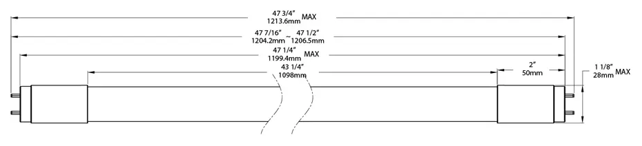 RAB 12W 4ft 4000K Hybrid Type A and Type B (1 or 2 Ended) T8 LED Tube